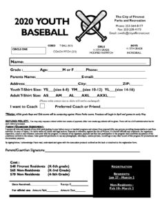 Youth Baseball Registration Form - City of Fircrest