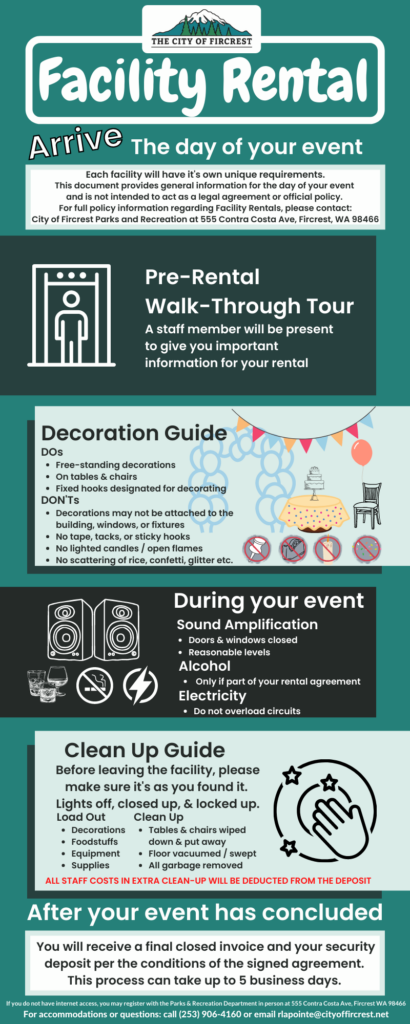 Arrival Day Of Your Event - City of Fircrest