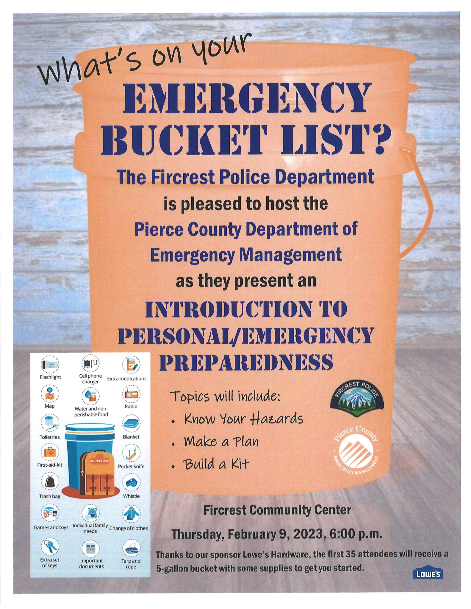 Introduction to Personal/Emergency Preparedness - City of Fircrest