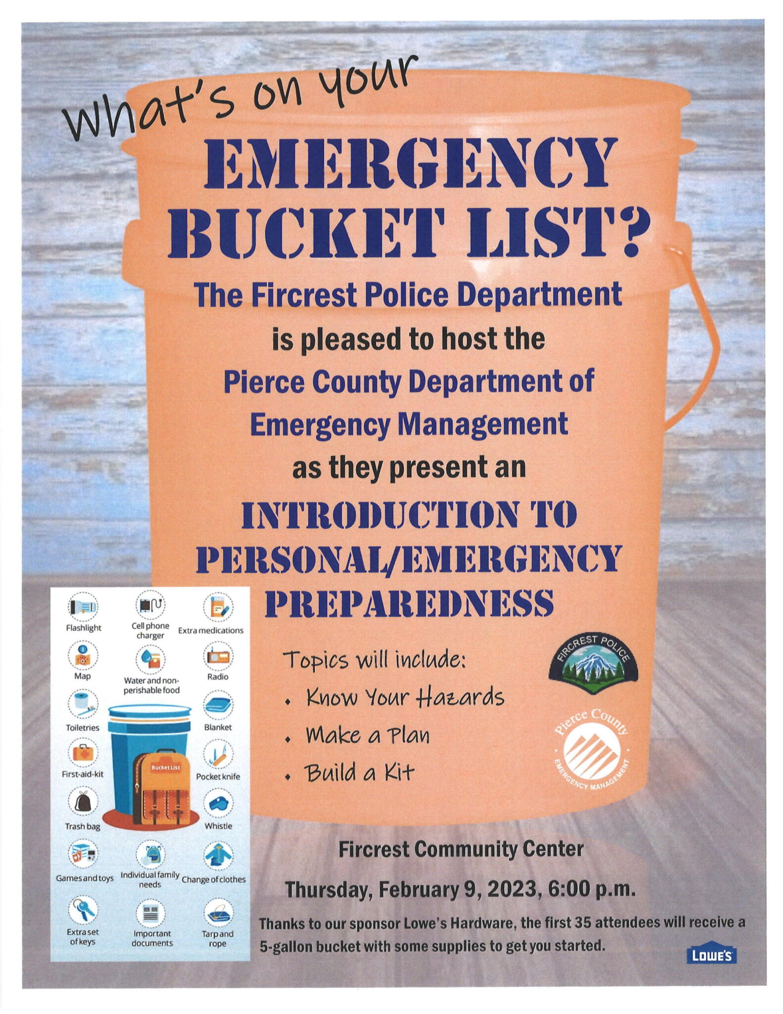 Introduction to Personal/Emergency Preparedness - City of Fircrest