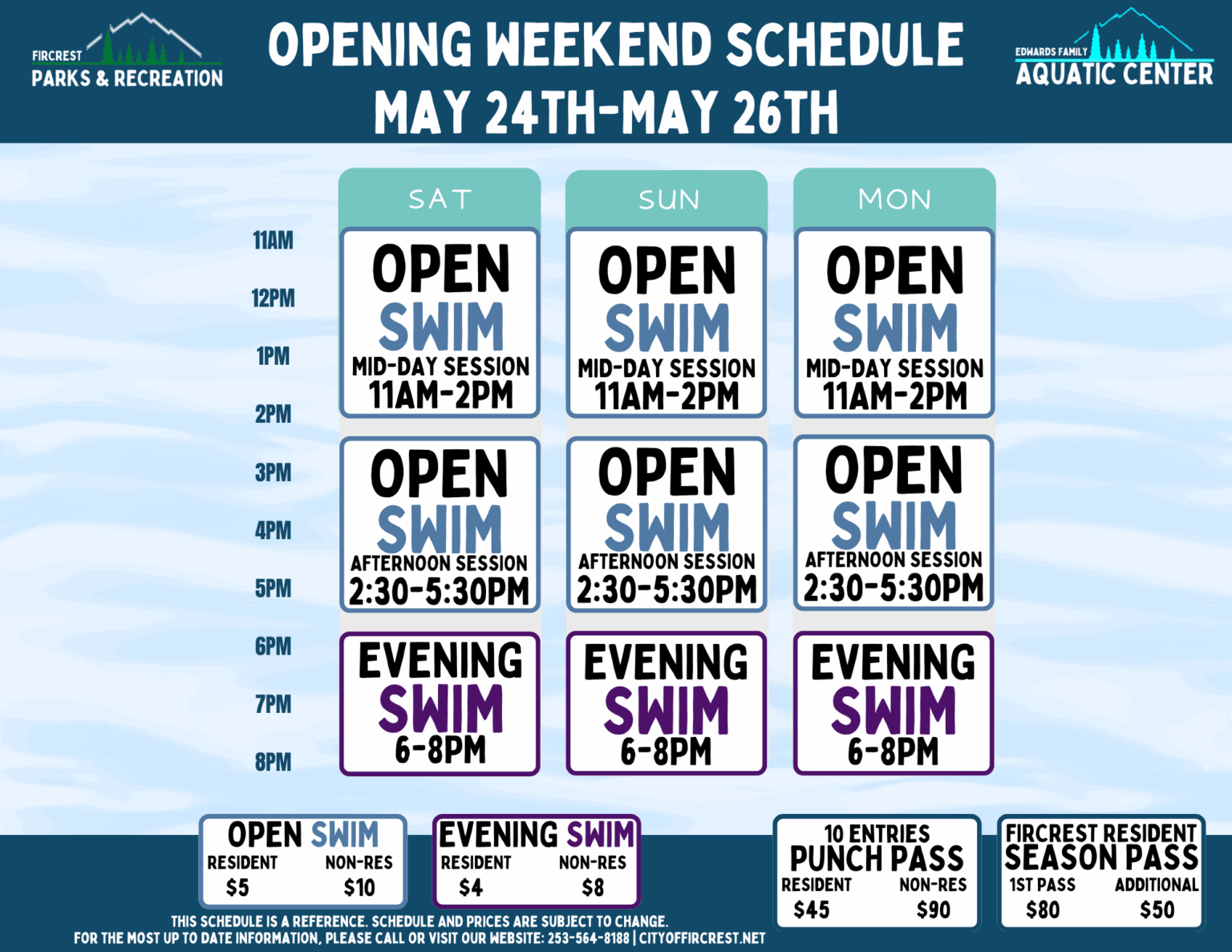 Pool Schedule - City of Fircrest