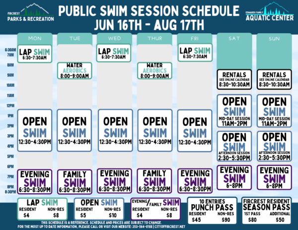 Pool Schedule - City of Fircrest
