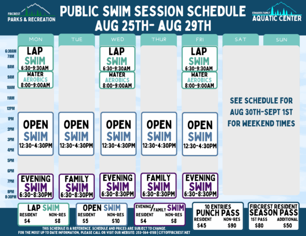 Pool Schedule - City of Fircrest